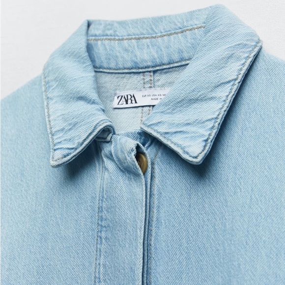 Zara | Jackets & Coats | Zara Light Blue Belted Denim Overshirt | Poshmark